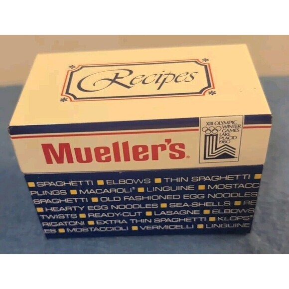 Mueller's | Kitchen | Vintage Muellers Metal Recipe Box Xiii Olympic ...